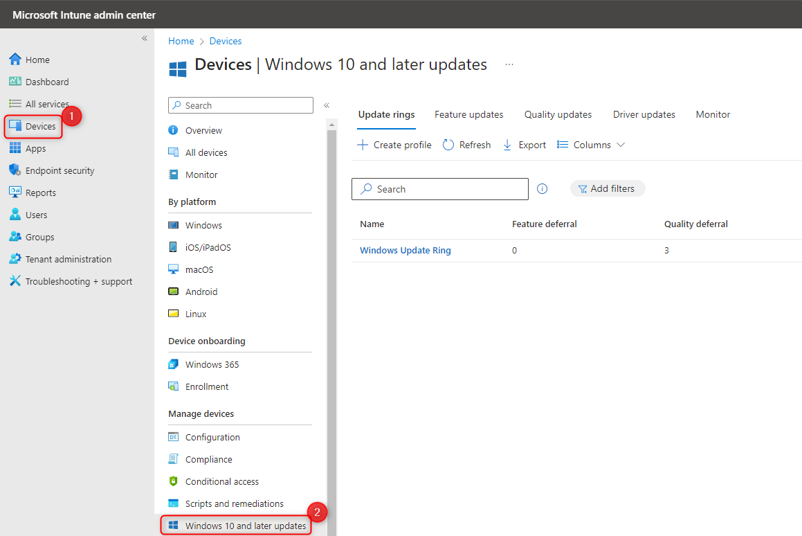 Feature Updates in Intune